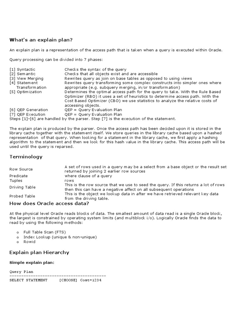 What's An Explain Plan? | PDF | Database Index | Data