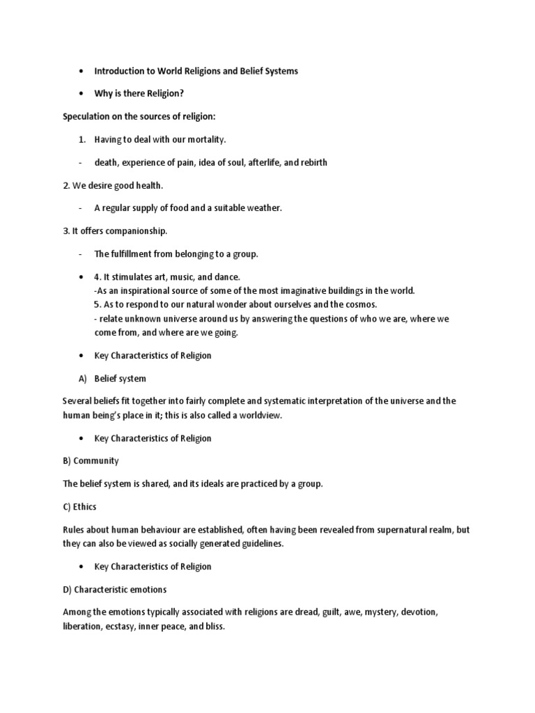 Introduction To World Religions and Belief Systems | PDF | Deities | Sacred