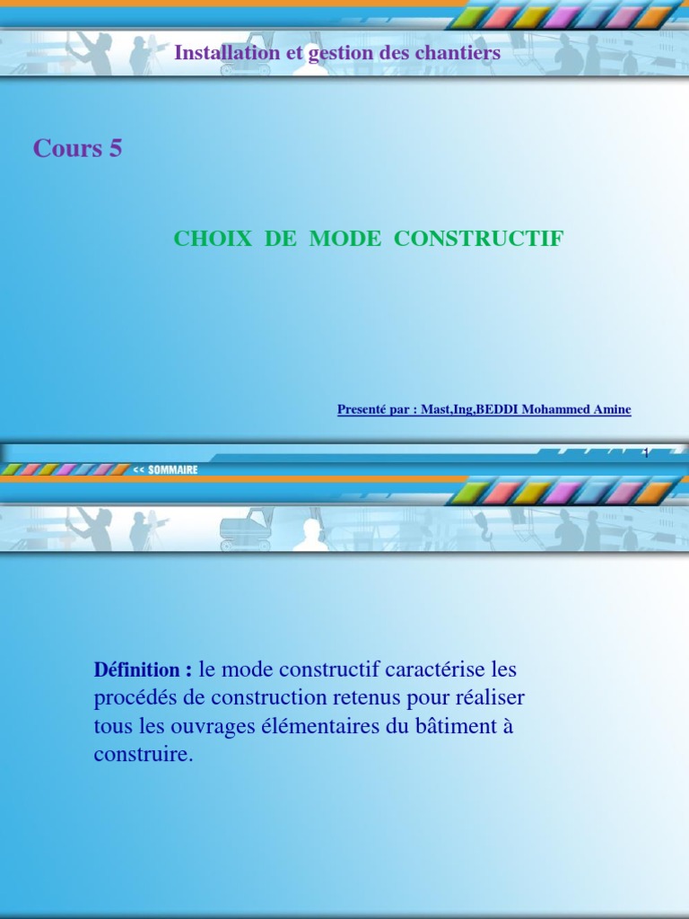 Cours 5 Choix de Mode Constructif | PDF | Entrepreneur principal