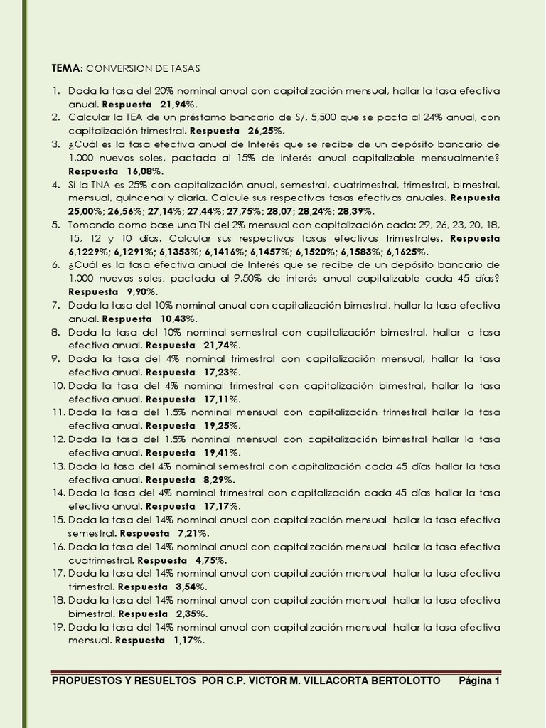 Conversion de Tasas | PDF | Tarifas | Tasas de interés