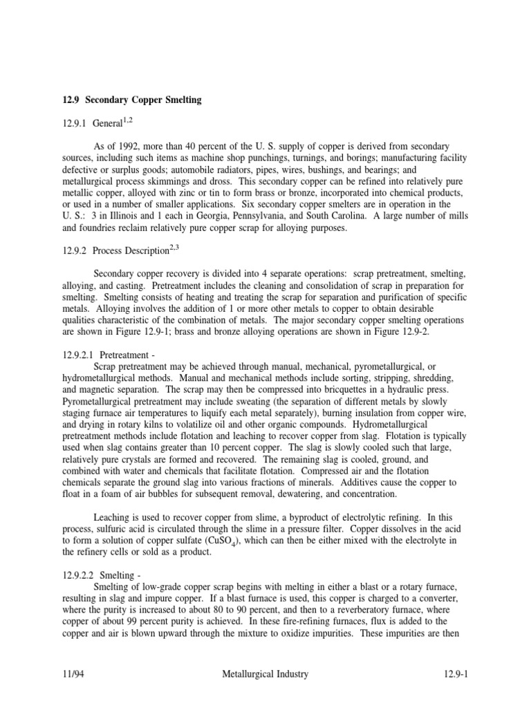 Secondary Copper Smelting PDF | PDF | Copper | Smelting
