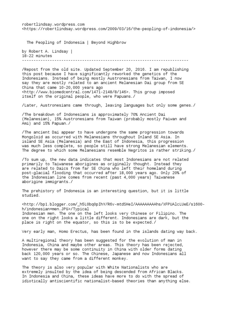 The Peopling of Indonesia - Beyond Highbrow | PDF | Indonesia | New Guinea