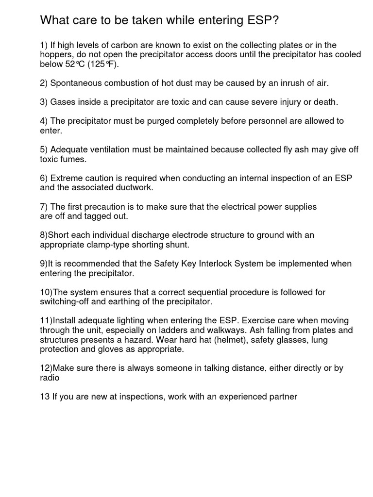 What Care To Be Taken While Entering ESP? | PDF