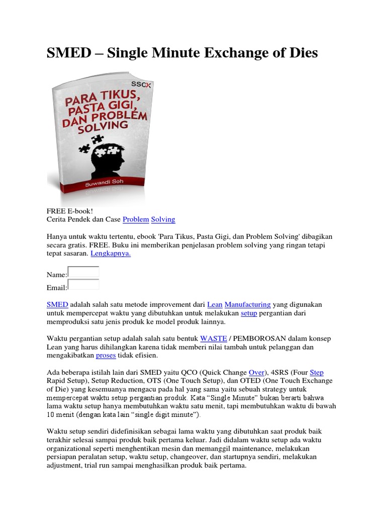 Metode SMED dalam Lean Manufacturing | PDF