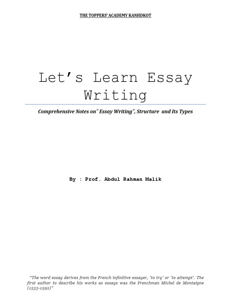 Guide to Essay Writing Techniques | PDF | Essays | Narrative