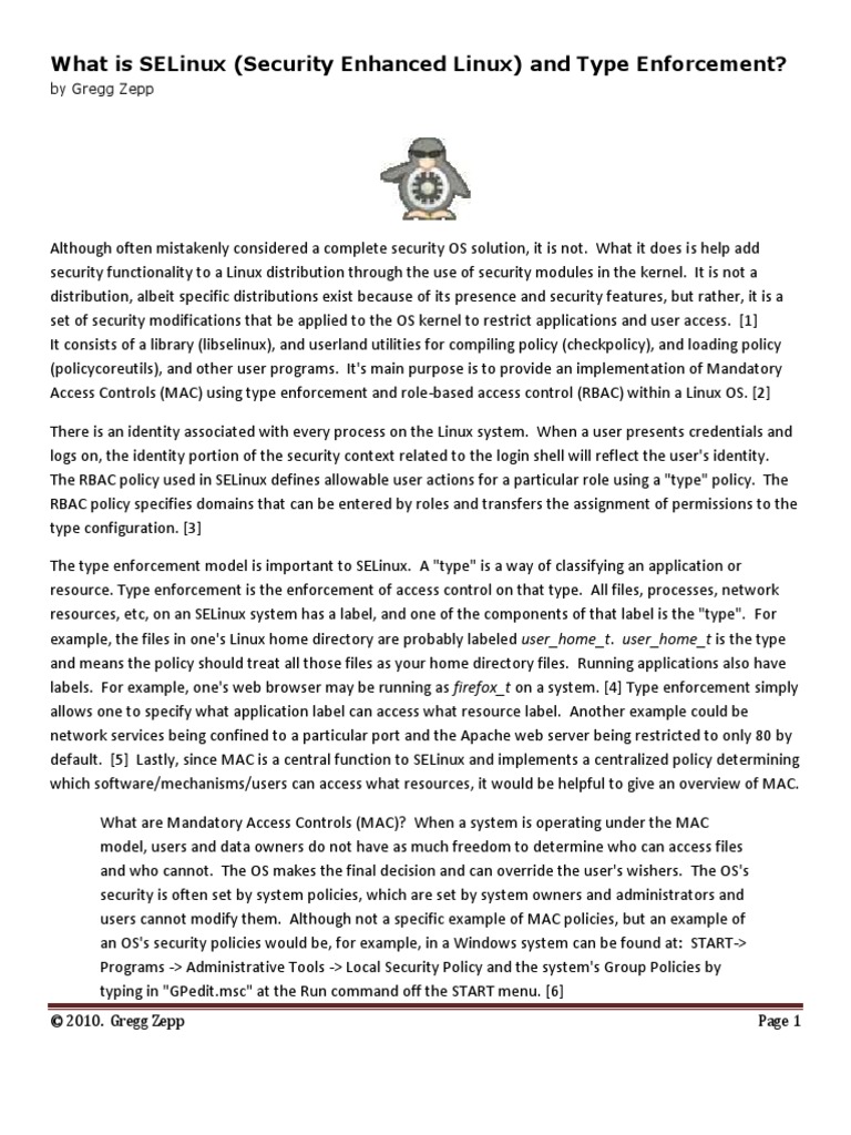 What Is SELinux and Type Enforcement | PDF | Operating System ...