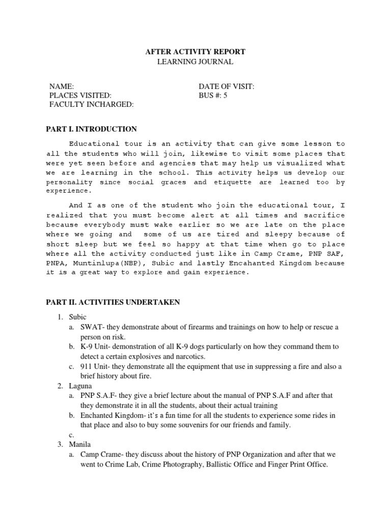 After Activity Report | PDF | Police Dog | Violence