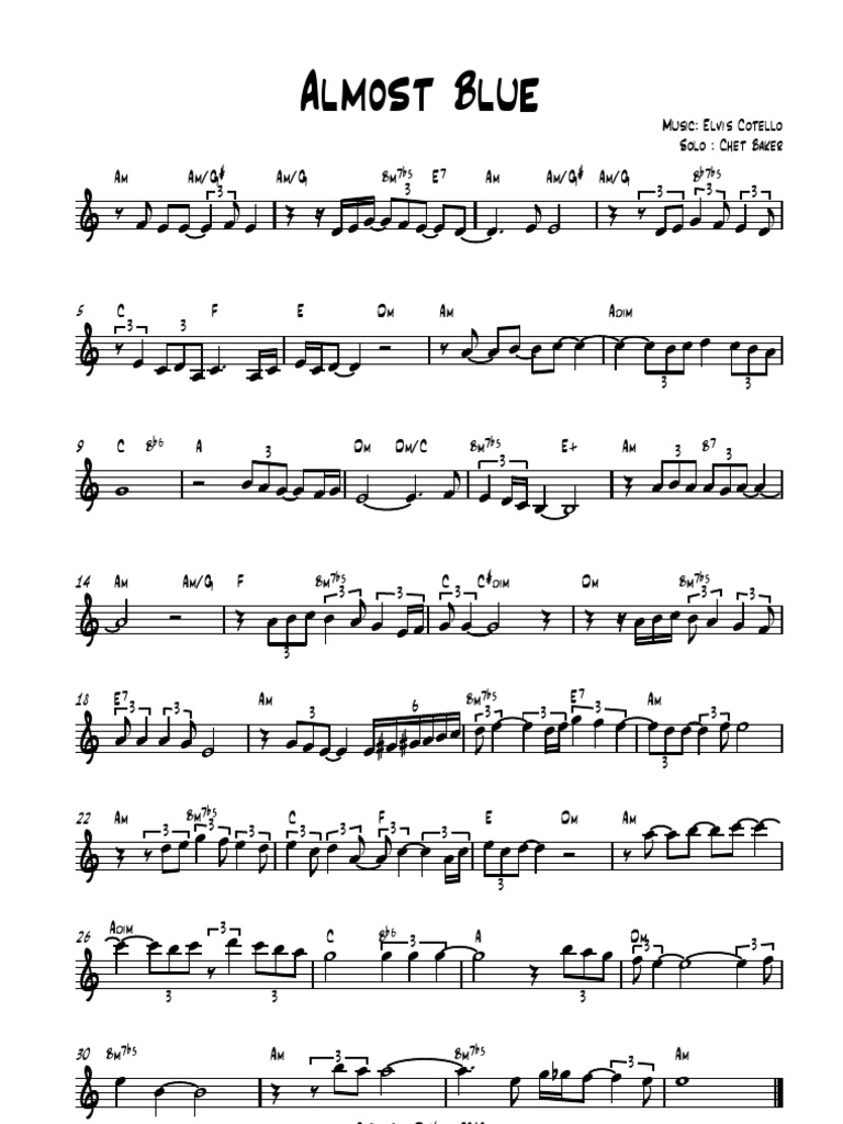 Almost Blue Trumpet Solo | PDF