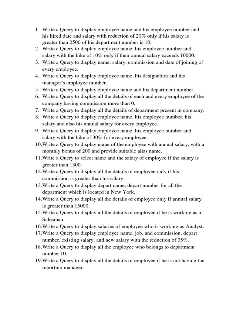 SQL Assignment 1 | PDF | Salary | Employee Relations