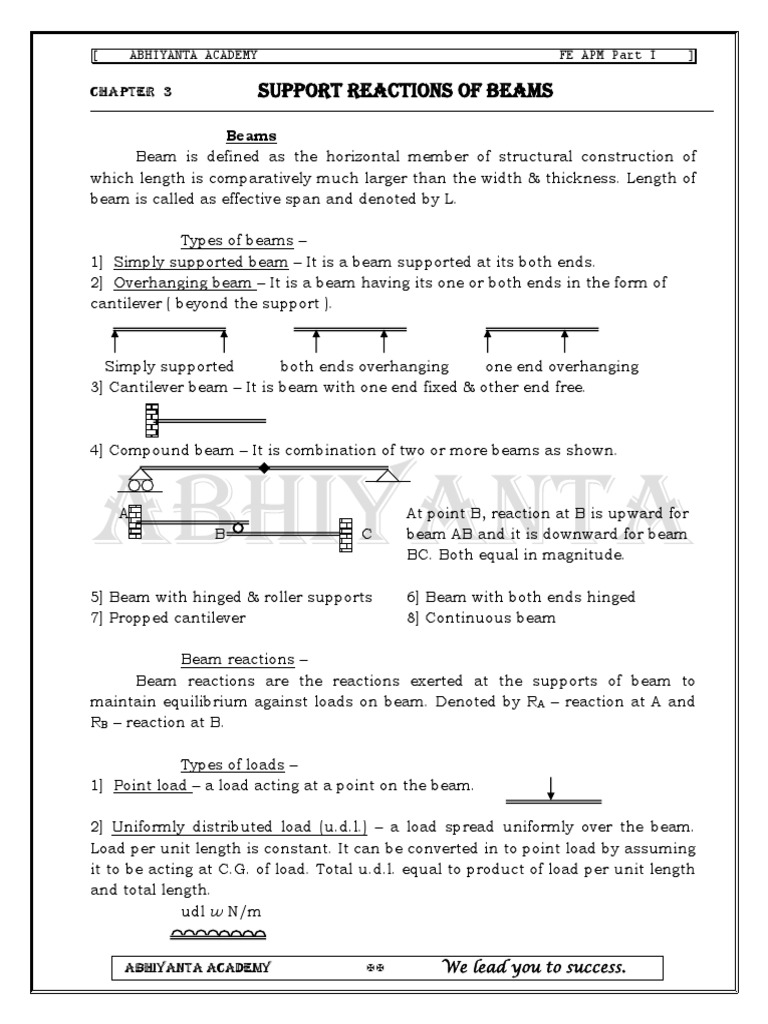 Ch.3 Support Reactions of Beams | PDF | Triangle | Line (Geometry)