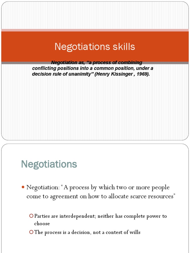 Negotiation Skill | PDF | Bargaining | Negotiation