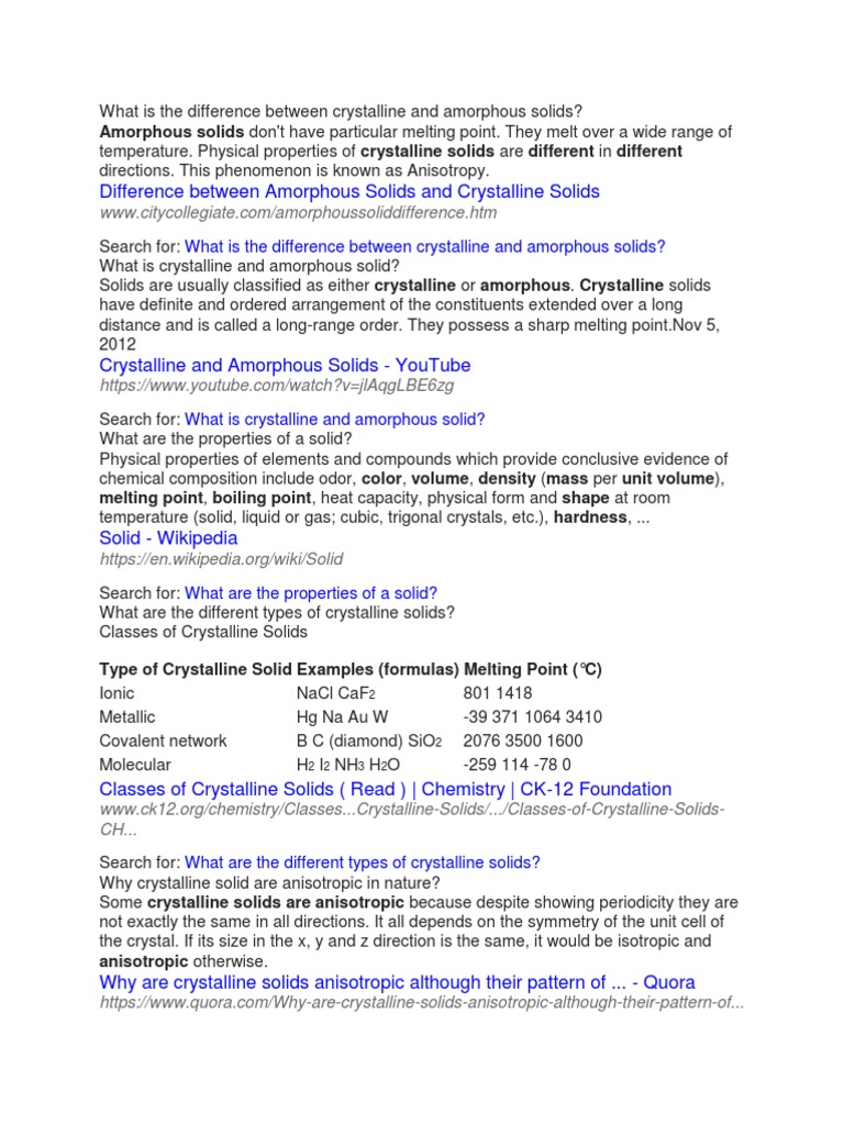 What Is The Difference Between Crystalline And Amorphous Solids Pdf