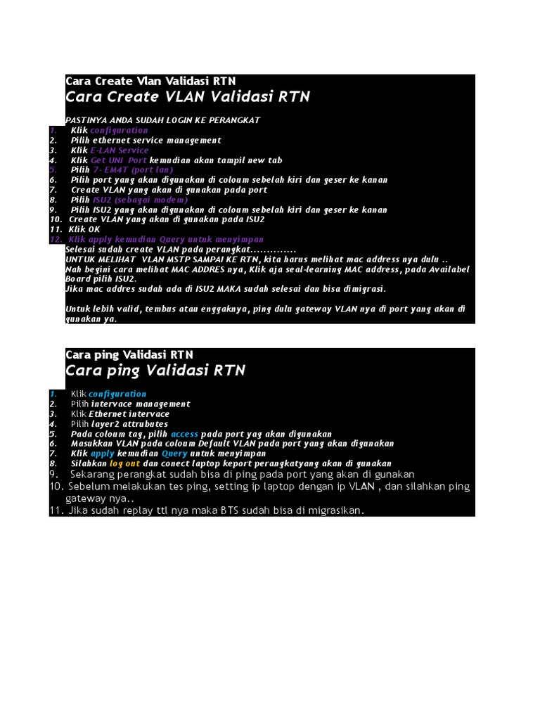 Cara Create Vlan Validasi RTN | PDF