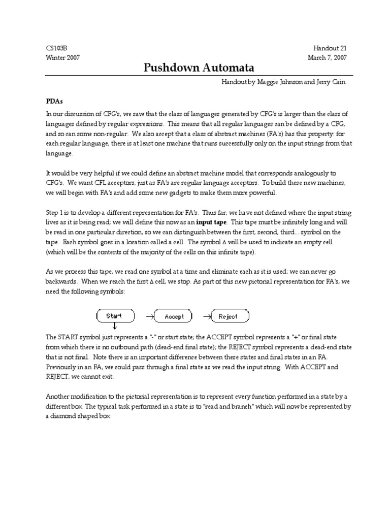 21 Pushdown Automata | PDF | Formal Methods | Theoretical Computer Science