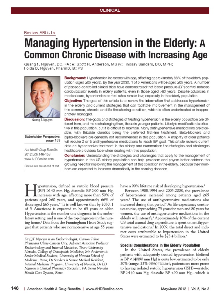 Managing Hypertension in The Elderly:: A Common Chronic Disease With ...