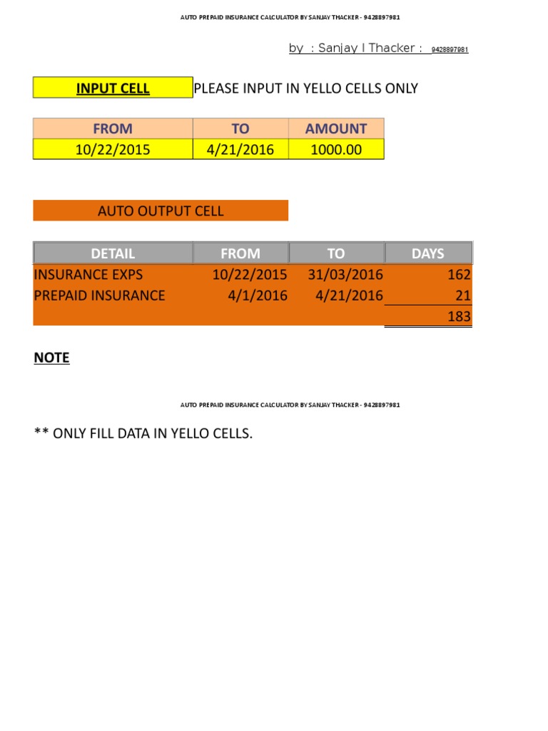 Prepaid Insurance Calculator | PDF | Areas Of Computer Science | Computing