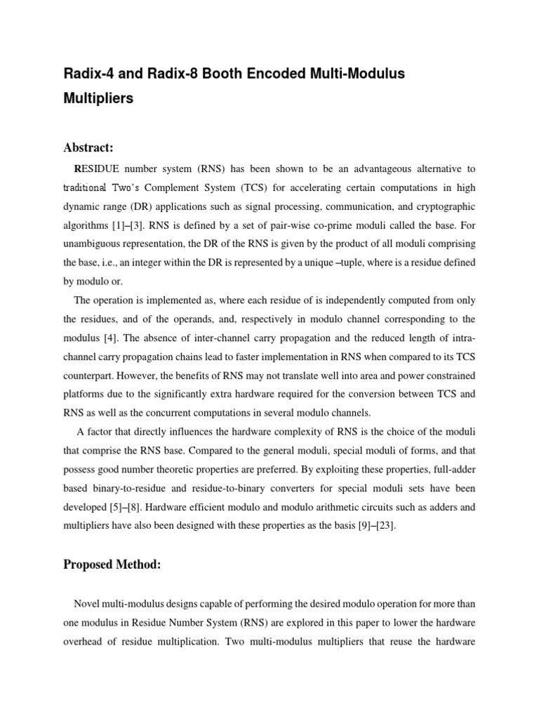 73.radix-4 and Radix-8 Booth Encoded Multi-Modulus Multipliers | PDF | Areas Of Computer Science ...