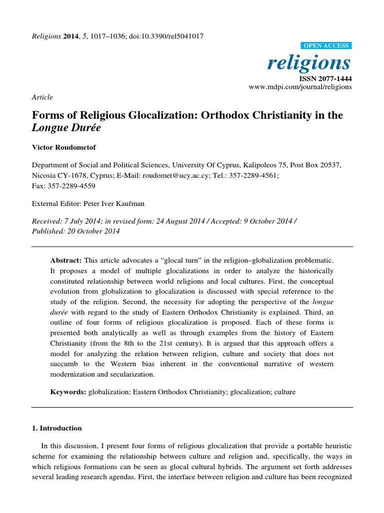 Religions 05 01017 (Religions MDPI - Com) | PDF | Pope | Russian ...