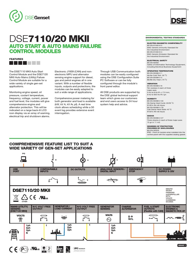 Dse7110 Mkii Dse7120 Mkii Data Sheet | PDF | Mains Electricity ...