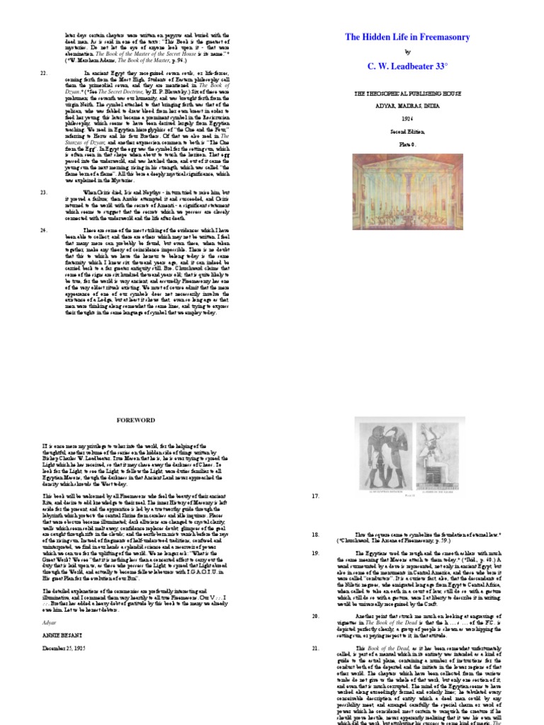 The Hidden Life in Freemasonry | PDF | Freemasonry | Osiris