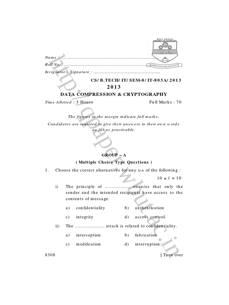 HT TP: //qpa Pe R.W But .Ac .In: Data Compression & Cryptography | Download Free PDF | Data ...