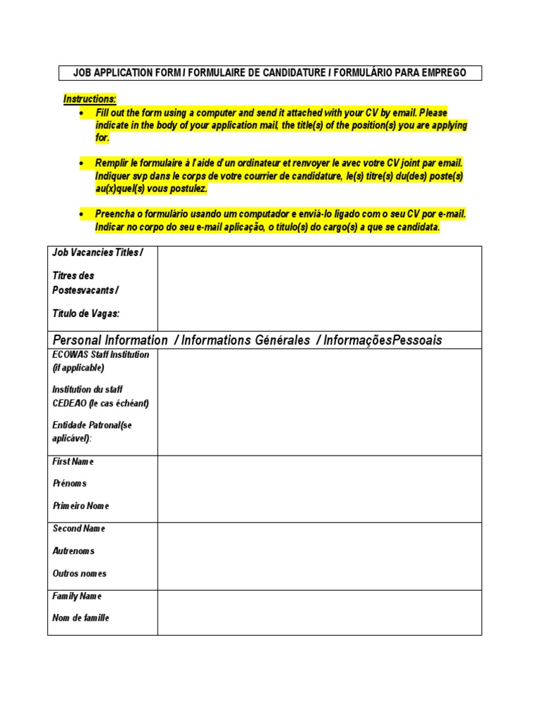 Job Application Form | PDF | Academic Degree | Titles