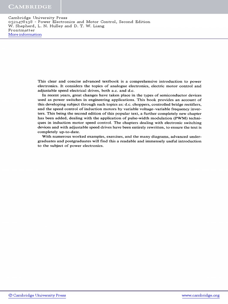 Power Electronics & Motor Control Guide | PDF | Electronics | Electricity