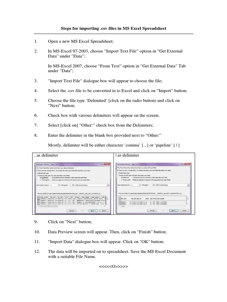 Steps For Importing CSV Files in MS Excel | PDF Steps For Importing CSV Files in MS Excel | PDF