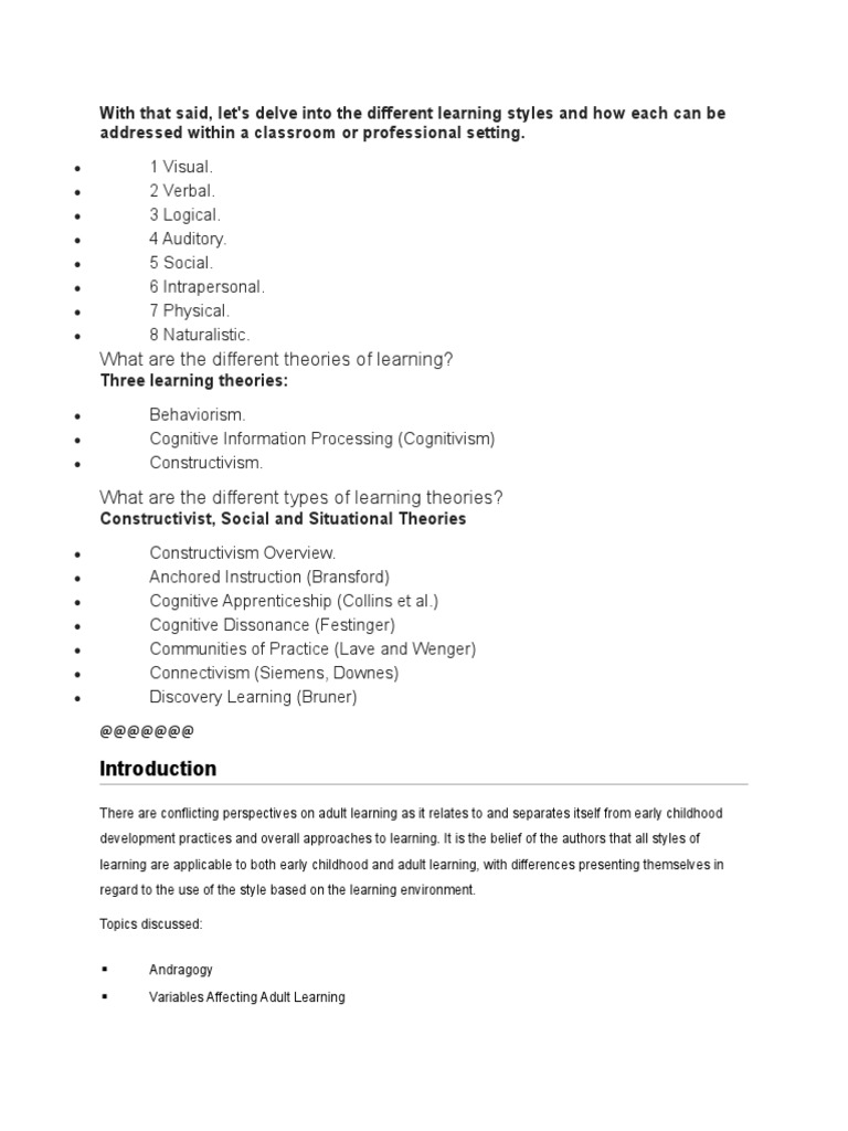 Adult Learning | PDF | Learning Theory (Education) | Adult Education