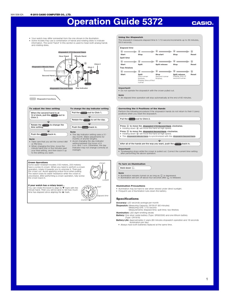 Casio Model 5372 Operating Guide | PDF | Equipment | Nature