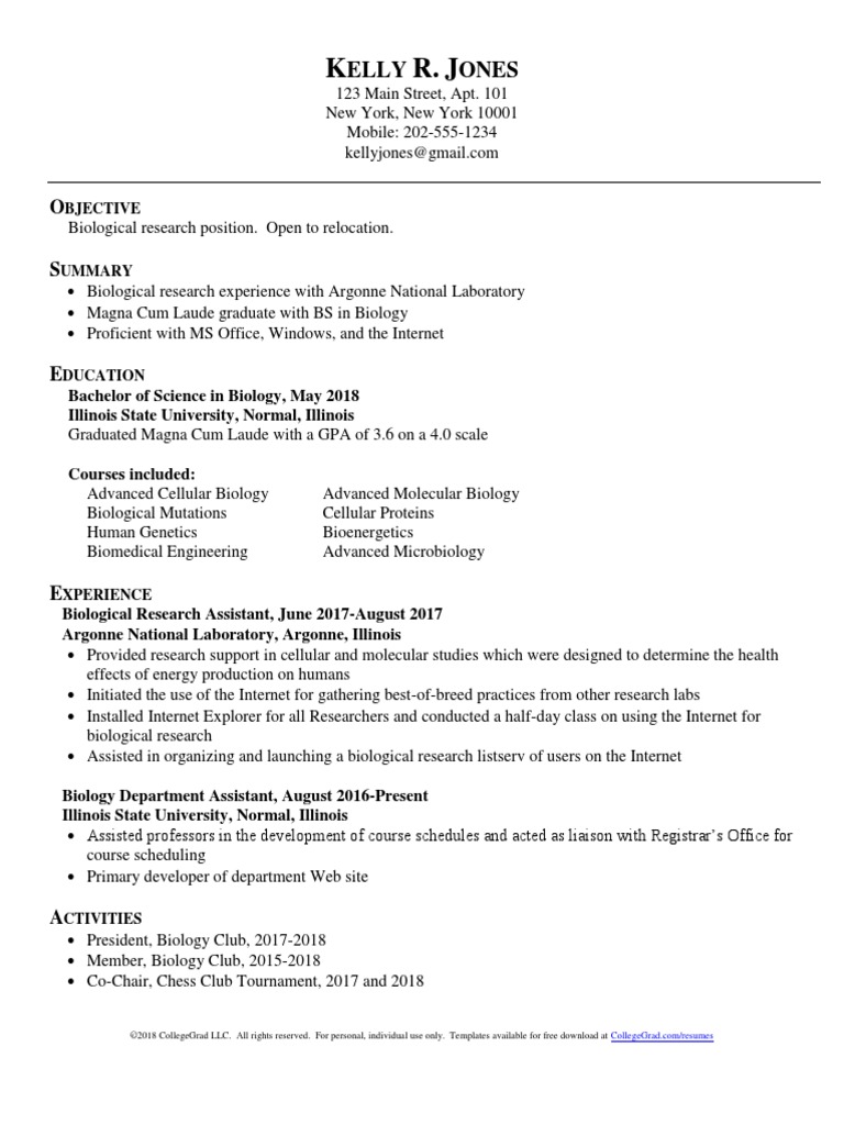 Biology Resume Template | PDF