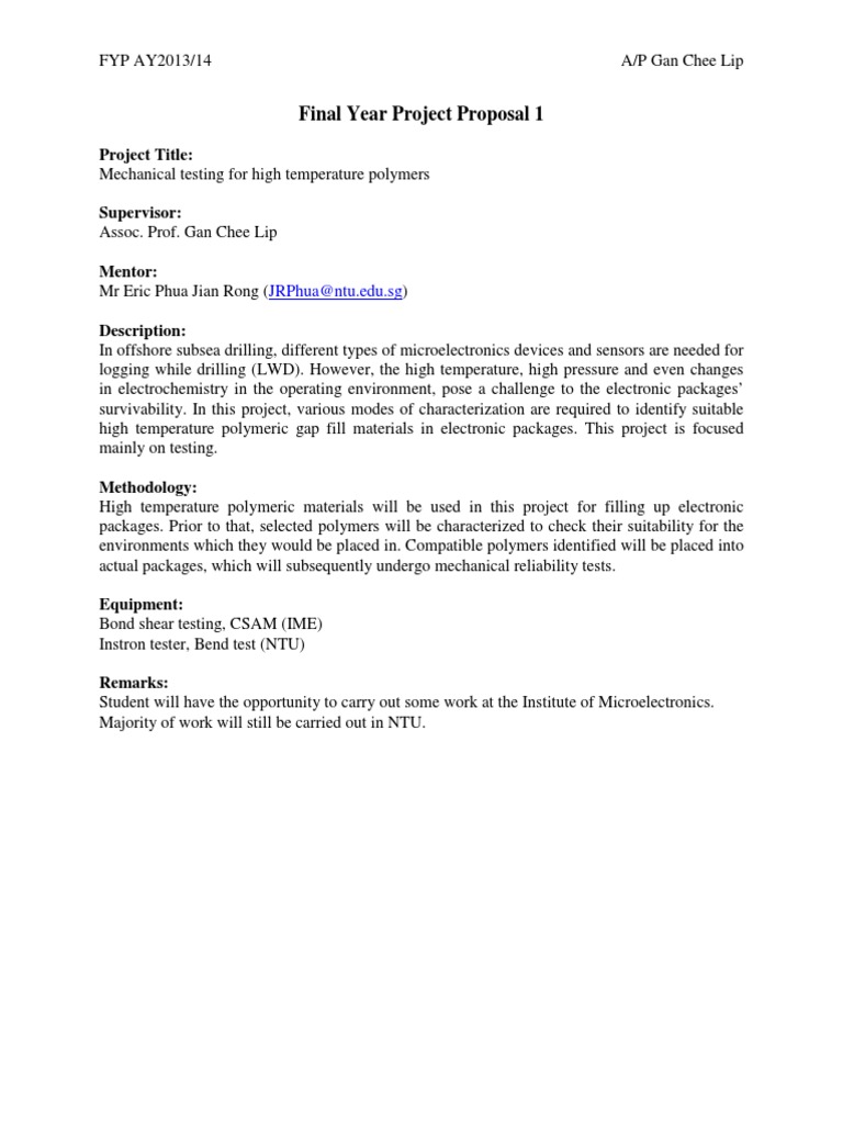 Final Year Project Proposal - Gan | PDF | Shape Memory Alloy | Ceramics