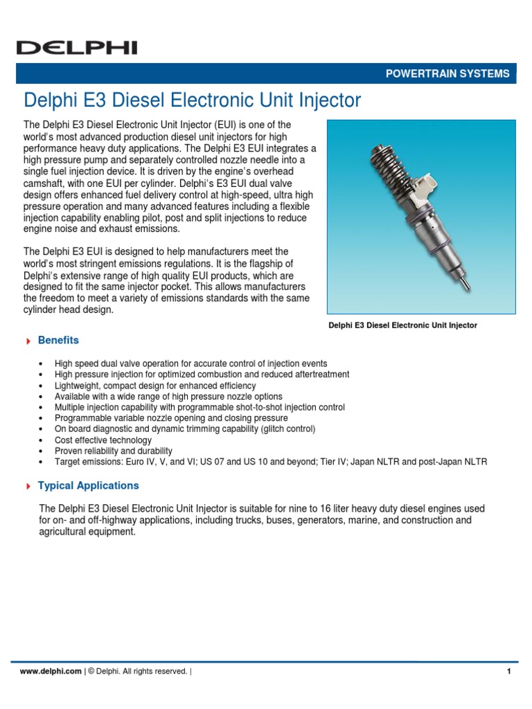 Delphi E3 Unit Injector PDF | PDF | Fuel Injection | Diesel Engine