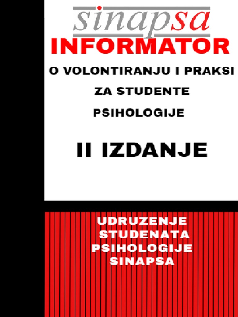 Informator o Volontiranju I Praksi Za Studente Psihologije Filozofskog ...