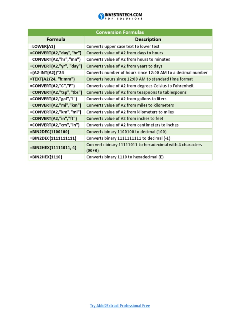 Formula Description: Conversion Formulas | PDF | Fahrenheit | Arithmetic