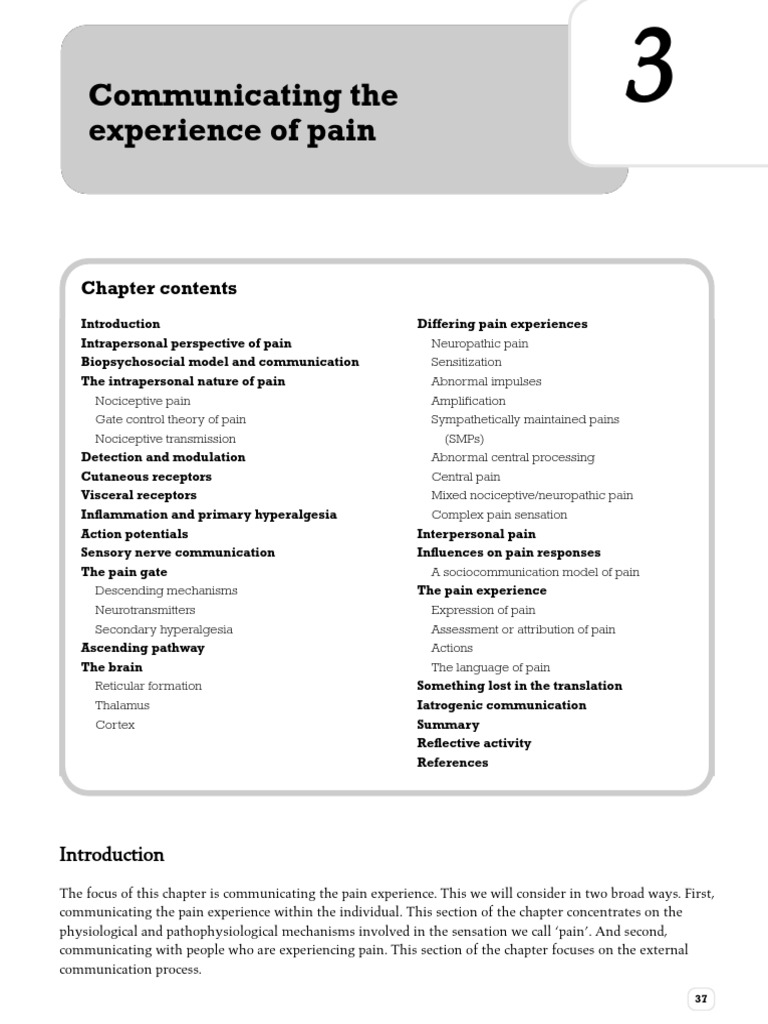 Communicating Pain: An Overview of the Physiological and Interpersonal ...