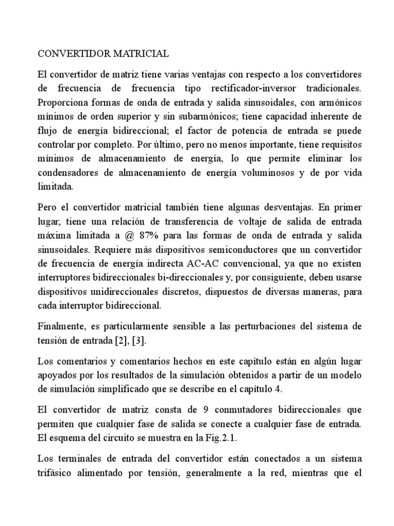Convertidor Matricial | PDF | Matriz (Matemáticas) | Ingenieria Eléctrica