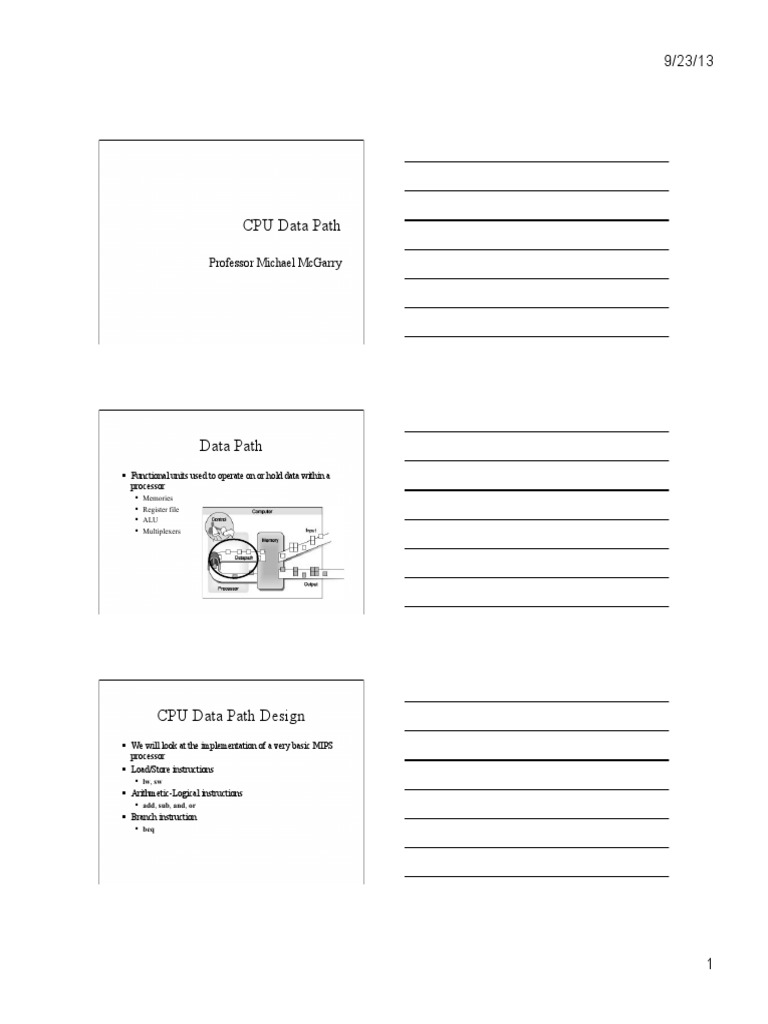 Cpu Data Path: Professor Michael Mcgarry | PDF | Central Processing ...