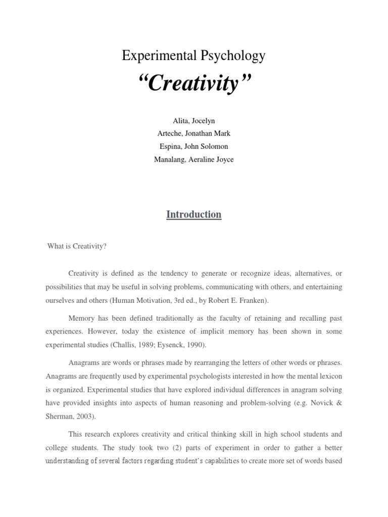 Creativity | PDF | Creativity | Learning Theory (Education)