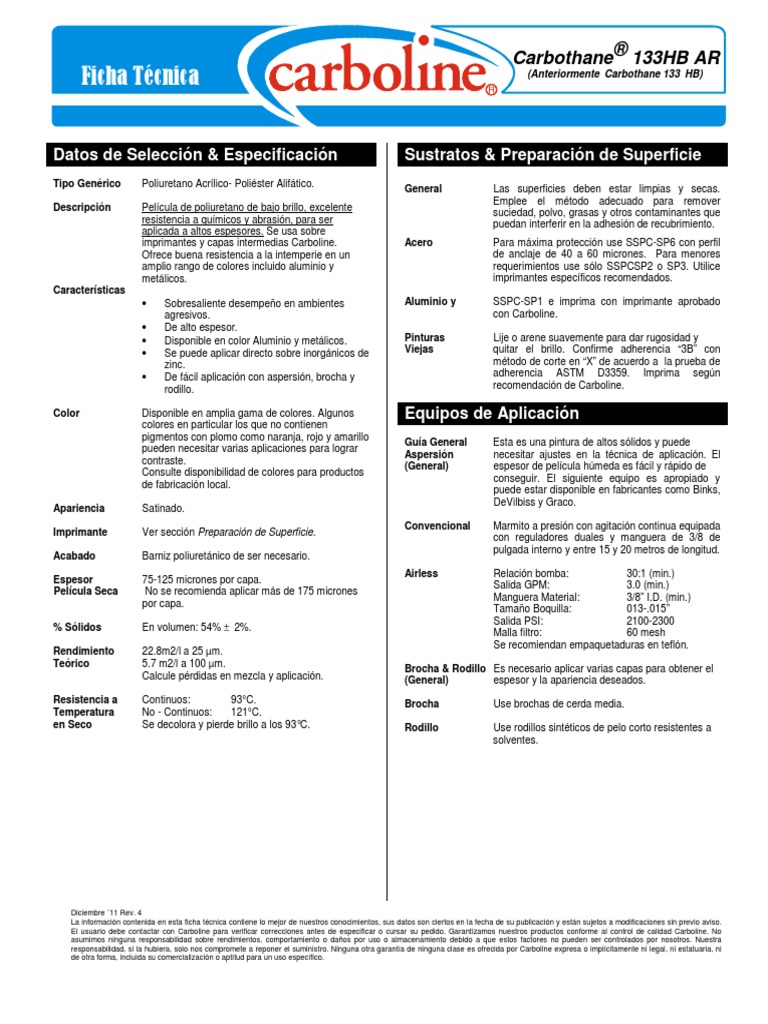 Carbothane 133 HB AR | Pintura | Aluminio