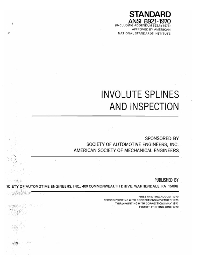 Involute Spline and Inspection | PDF