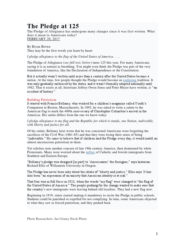 The Pledge at 125 | PDF | Pledge Of Allegiance | Government