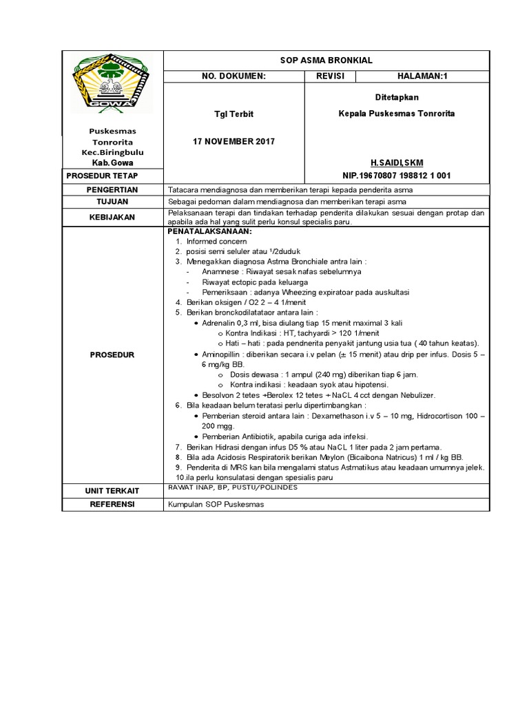 Sop Asma Bronkial | PDF