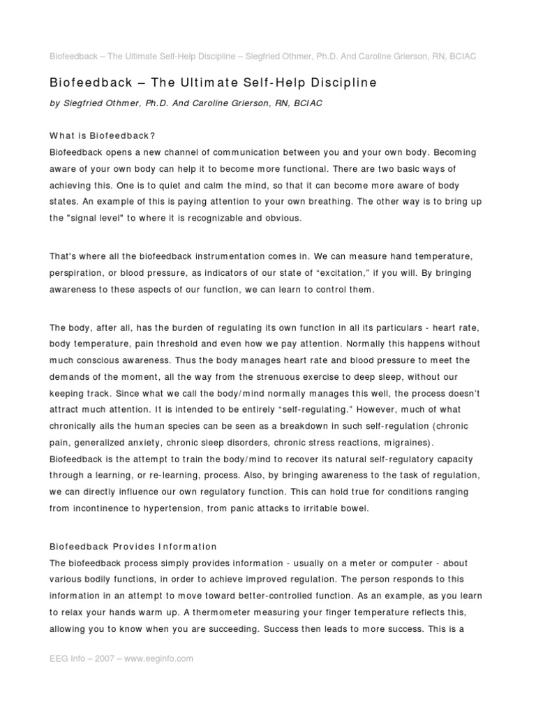 Biofeedback Ultimate Self Help PDF | PDF | Neurofeedback | Urinary ...
