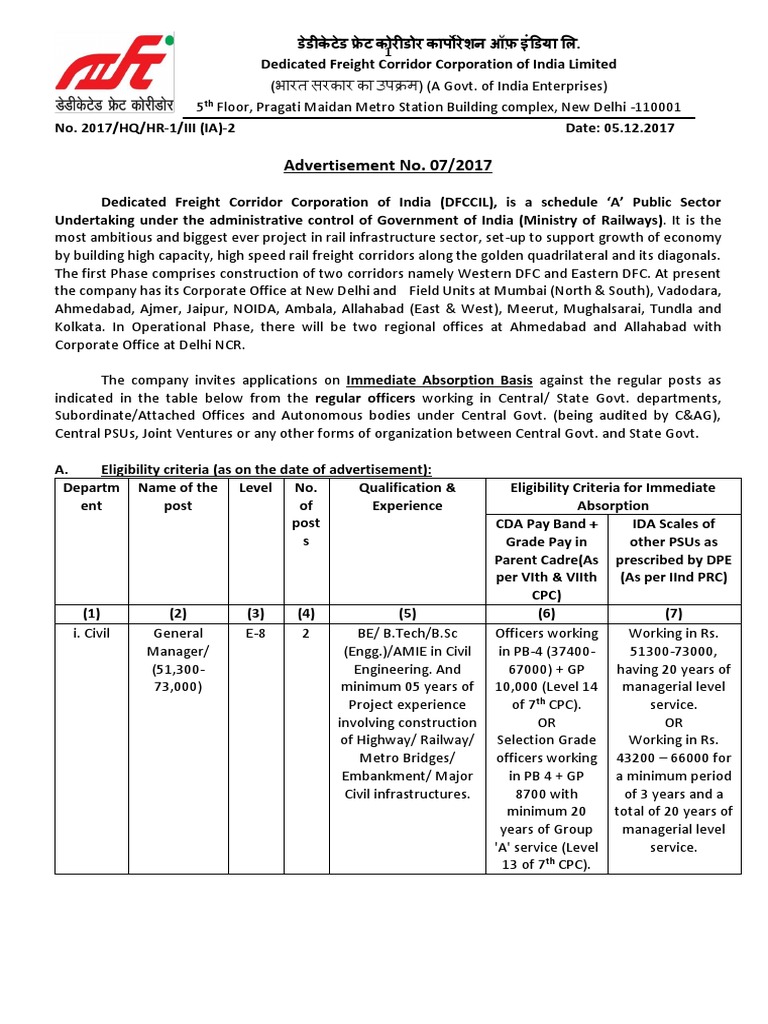 Advt No 07 | PDF | Business | Transport Advt No 07 | PDF | Business | Transport
