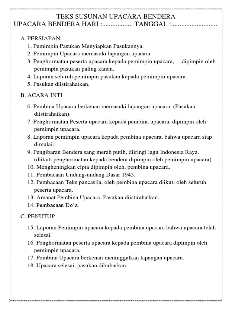 Teks Susunan Upacara Bendera | PDF