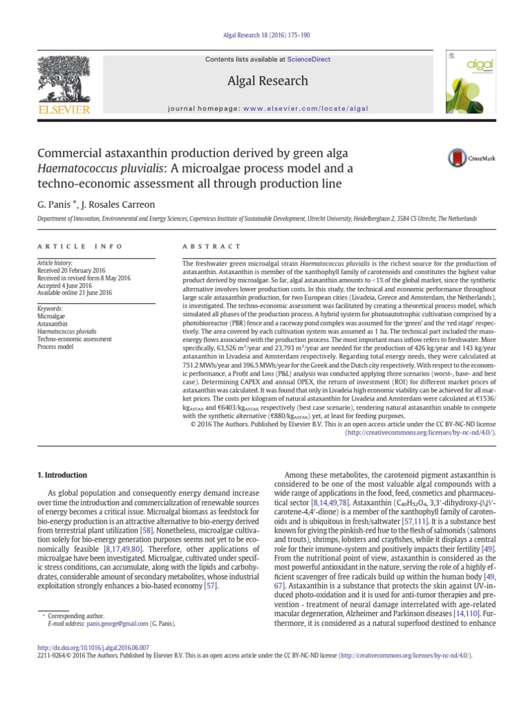 Algal Research: G. Panis, J. Rosales Carreon | PDF | Photosynthesis | Algae