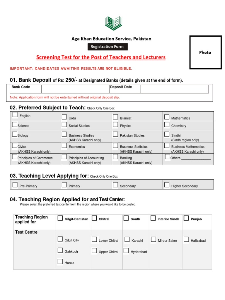 Entry Test Form AKESP 2018 PDF | Download Free PDF | Karachi | Academic ...