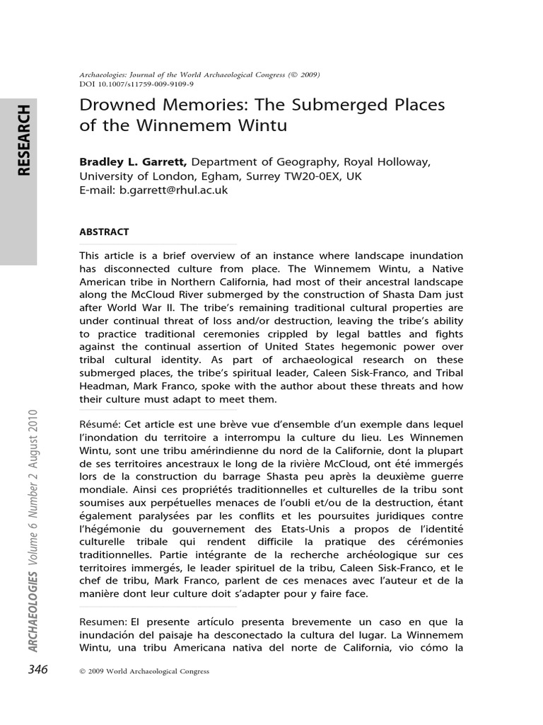 Garrett, 2009, Archaeologies, Drowned Memories The Submerged Places of ...