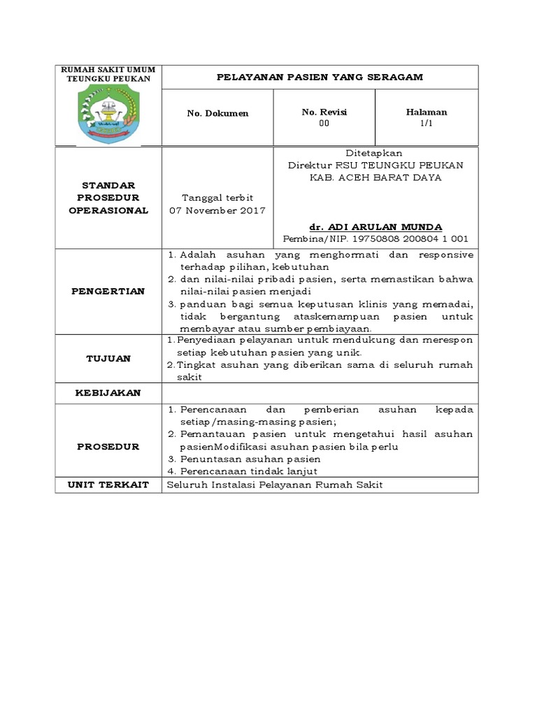 Sop Pelayanan Pasien Yang Seragam 2 | PDF | Pengembangan Diri | Sains & Matematika